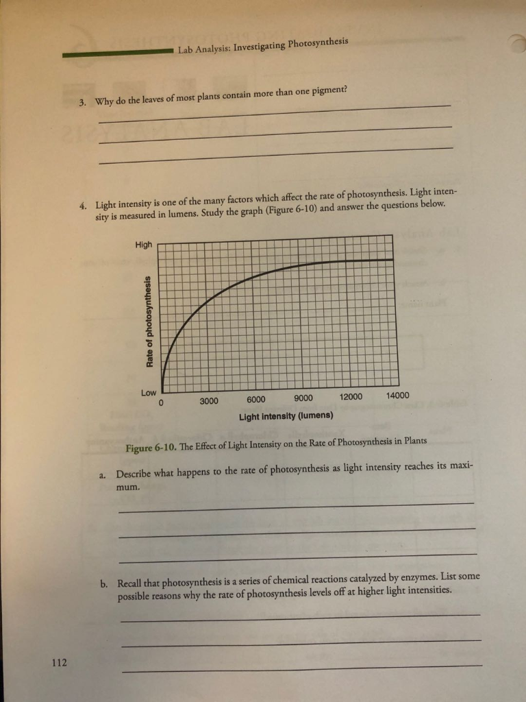Photosynthesis Data Collection Page 7 Dark Yellow | Chegg.com