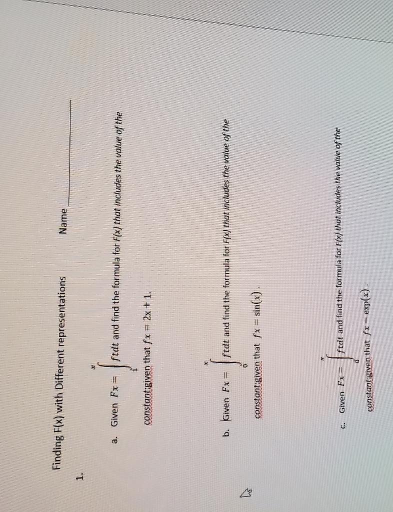 Solved Finding F(x) with Different representations Name 1. | Chegg.com