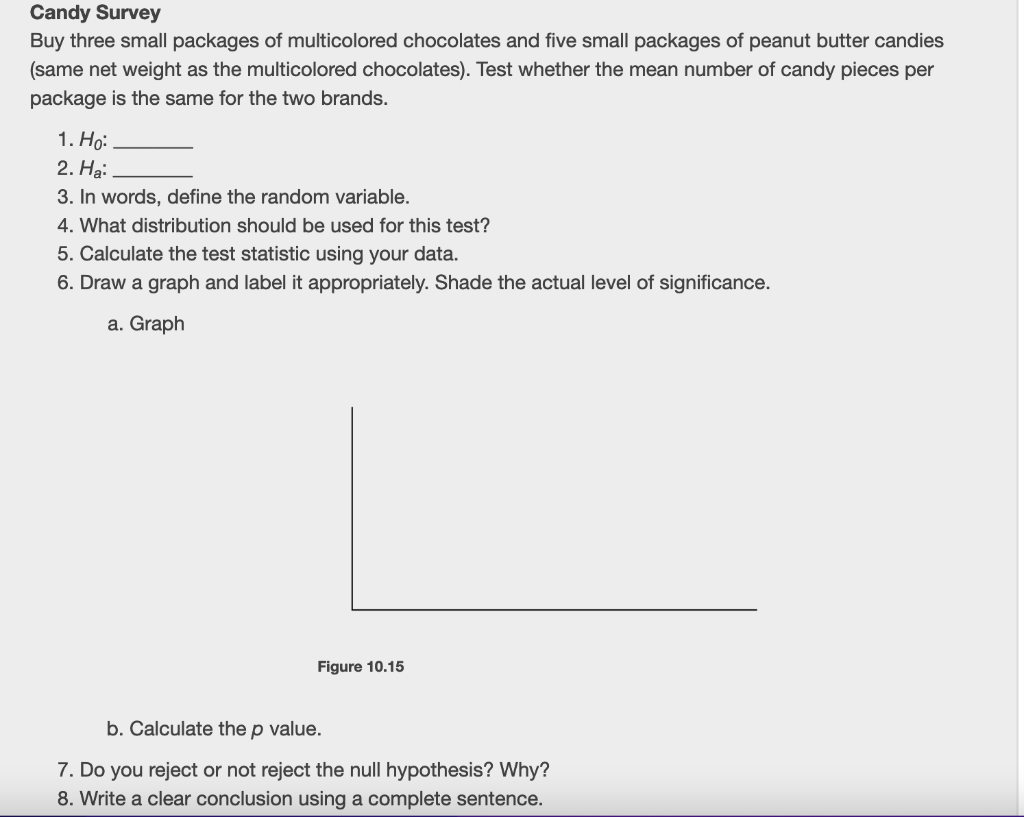 Solved Candy Survey Buy three small packages of multicolored | Chegg.com