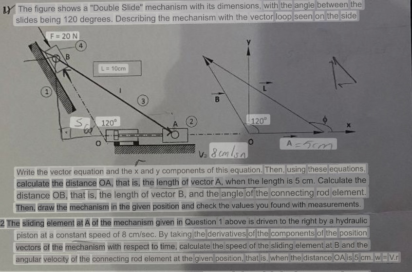 Solved The figure shows a "Double Slide" mechanism with its | Chegg.com