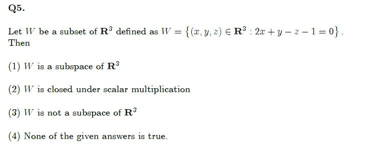 Solved Let W be a subset of R3 defined as | Chegg.com