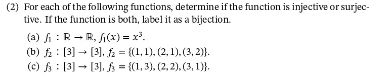 Solved (2) For each of the following functions, determine if | Chegg.com