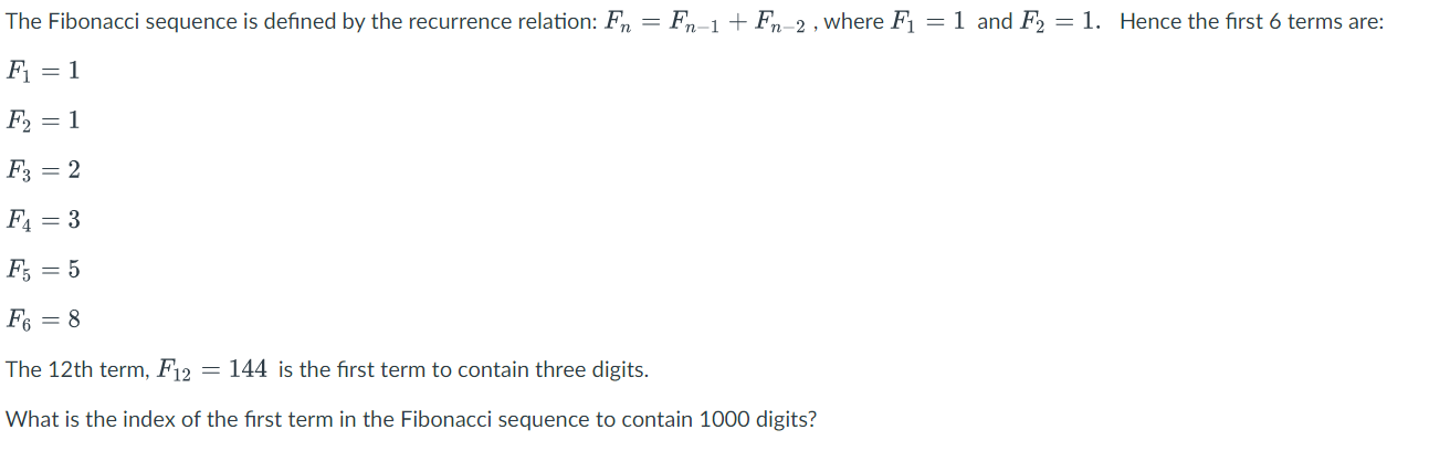 Solved The Fibonacci Sequence Is Defined By The Recurrence 