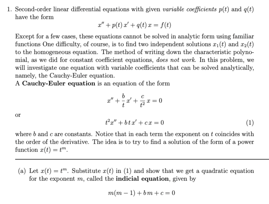 Solved Second-order linear differential equations with given | Chegg.com