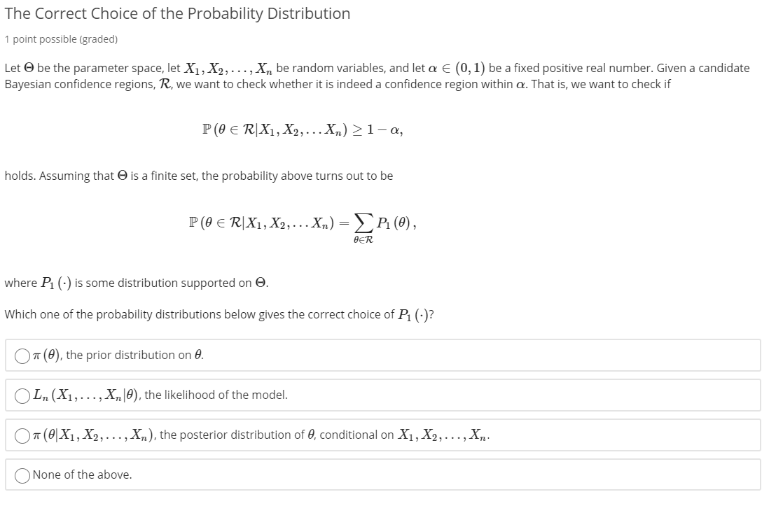 Solved Frequentist Confidence Regions 1 point possible | Chegg.com