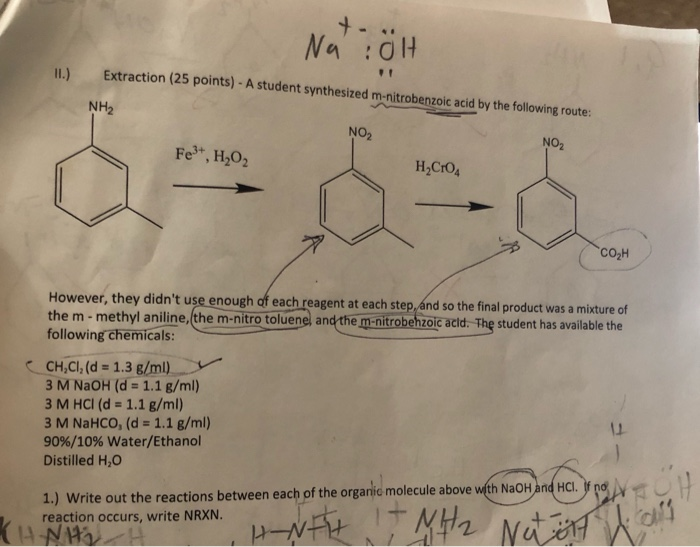 Solved Na : 01 II.) Extraction (25 points) - A student | Chegg.com