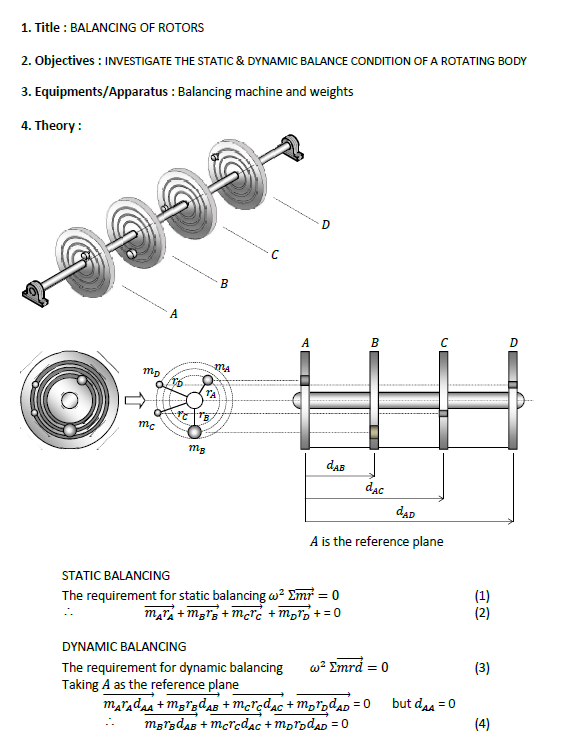 Solved 1. Title : BALANCING OF ROTORS 2. Objectives : | Chegg.com