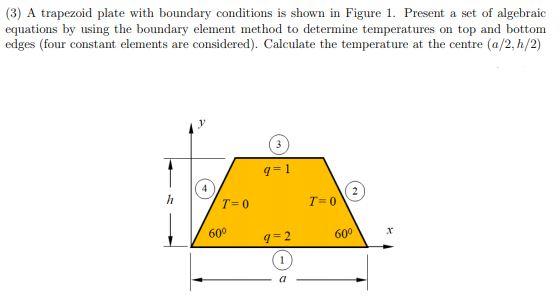 (3) A trapezoid plate with boundary conditions is | Chegg.com