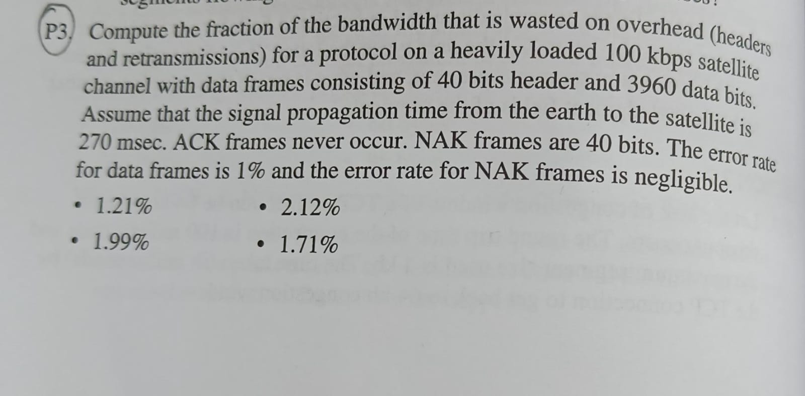 Solved P3. ﻿Compute the fraction of the bandwidth that is | Chegg.com