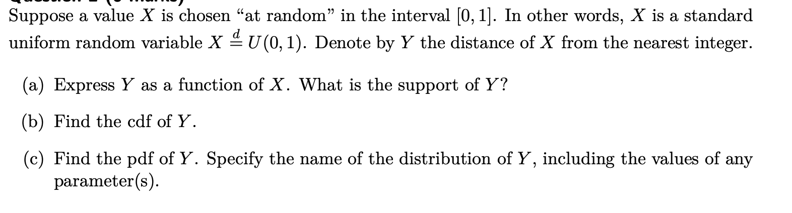 Solved Suppose a value \( ﻿X \) ﻿is chosen "at random" in | Chegg.com