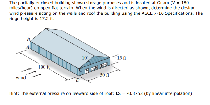 Solved The partially enclosed building shown storage | Chegg.com
