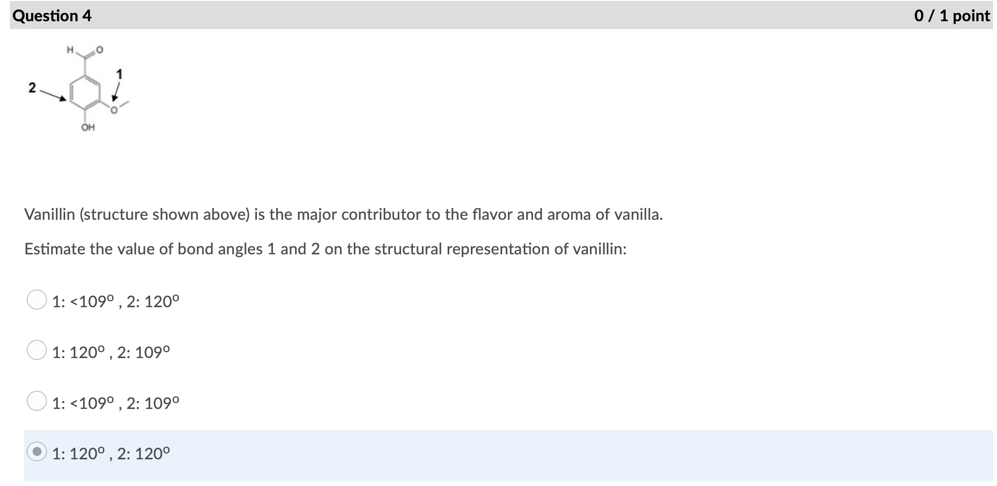Solved Question 4 0 / 1 point 2 OH Vanillin (structure shown | Chegg.com