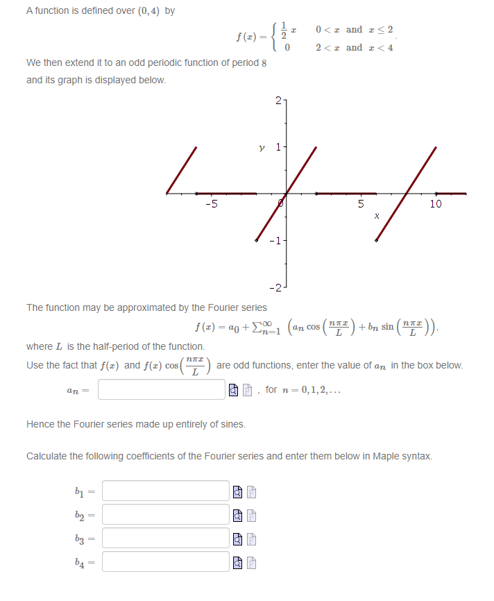 Solved A function is defined over (0,4) by f(x)={21x00 | Chegg.com