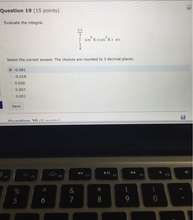 Solved Evaluate the integral. Integral^3 pi/4_pi/6 sin^5 | Chegg.com