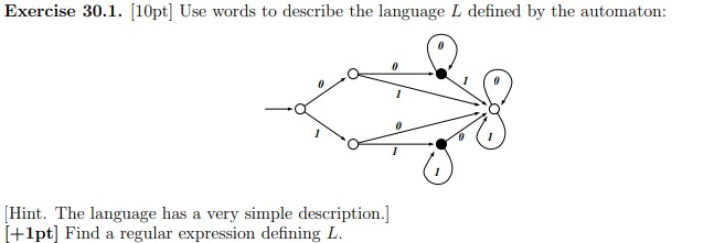 Solved Exercise 30.1. [10pt] Use words to describe the | Chegg.com