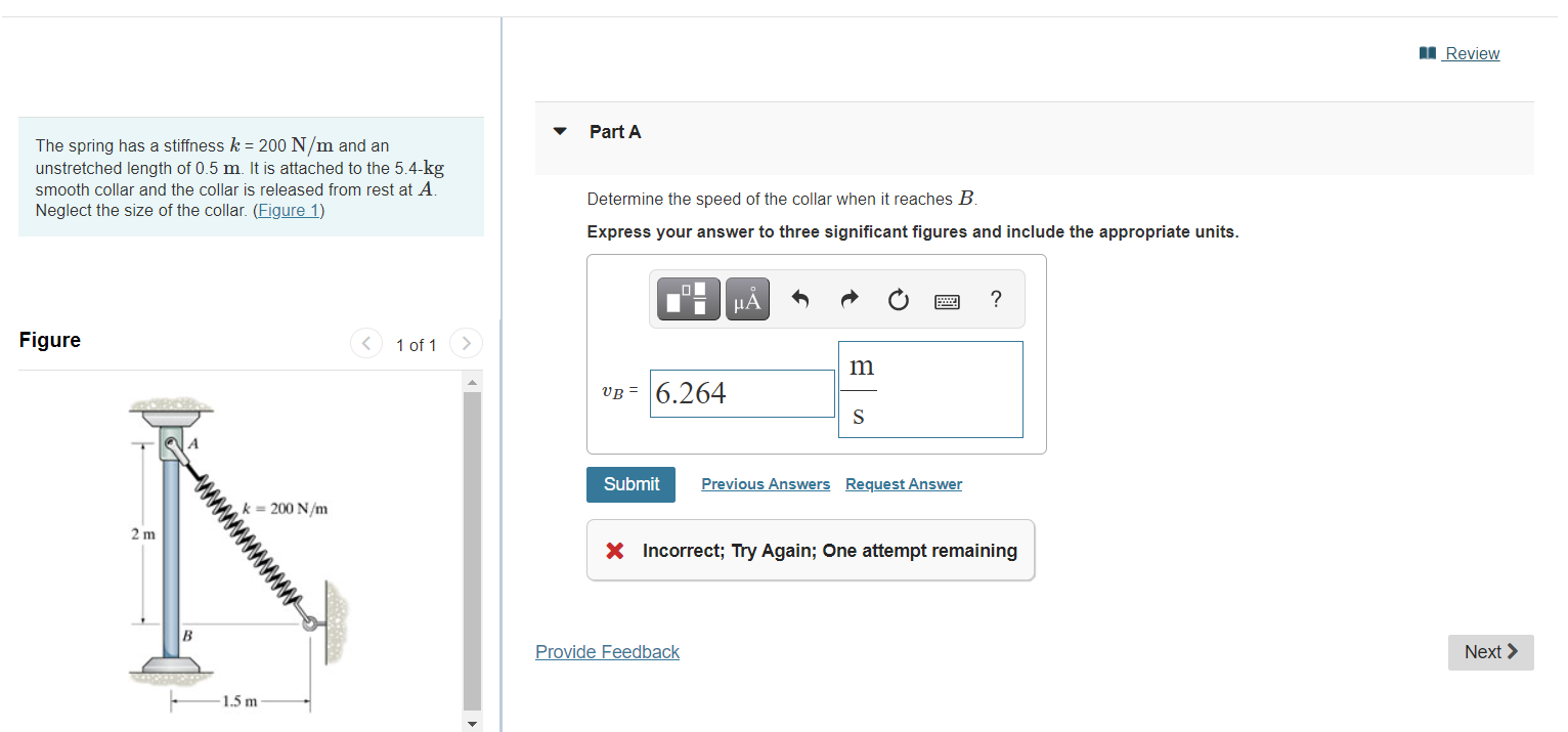 Solved Review Part A The spring has a stiffness k = 200 N/m | Chegg.com