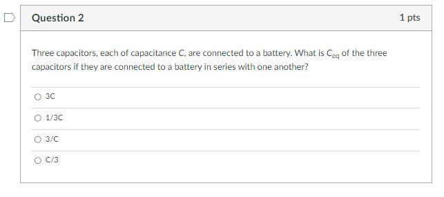 Solved Three capacitors, each of capacitance C, are | Chegg.com
