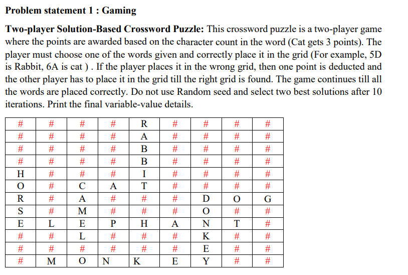 Solved Problem statement 1 : Gaming Two-player | Chegg.com