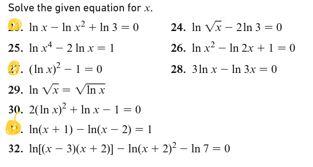 Solved Solve the given equation for x. 2.. lnx−lnx2+ln3=0 | Chegg.com