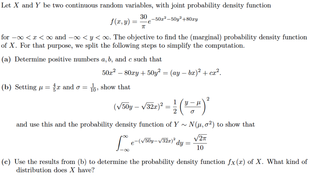 Solved Let X and Y be two continuous random variables, with | Chegg.com