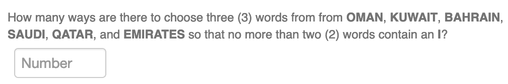 Solved How many ways are there to choose three (3) words | Chegg.com