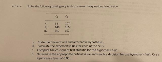 Solved 2. (13-19) Utilize the following contingency table to | Chegg.com