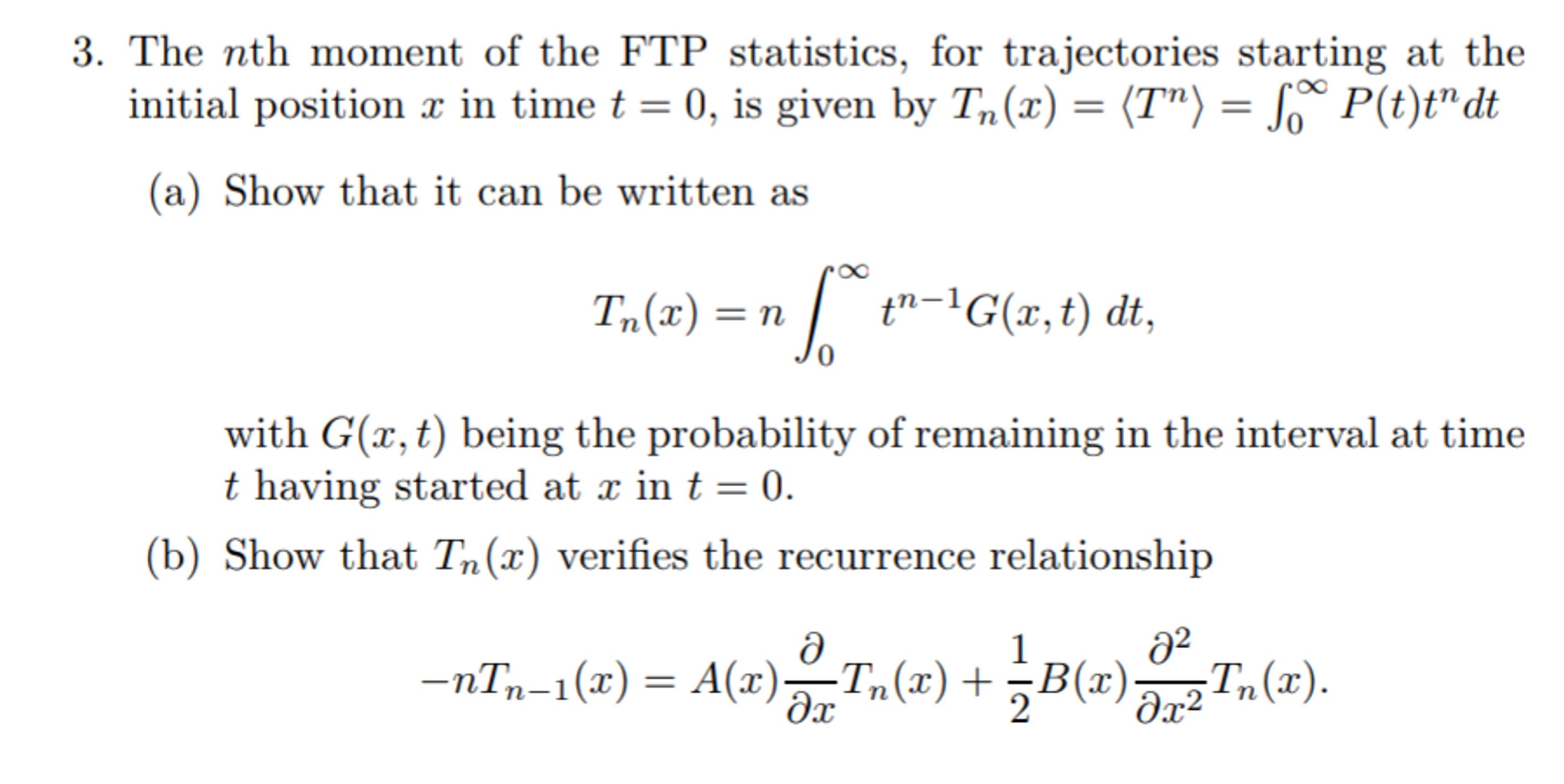 Solved The nth moment of the FTP statistics, for | Chegg.com