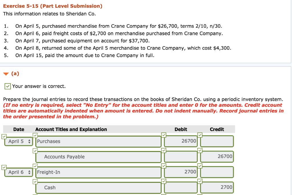Solved Exercise 5-15 (Part Level Submission) This | Chegg.com