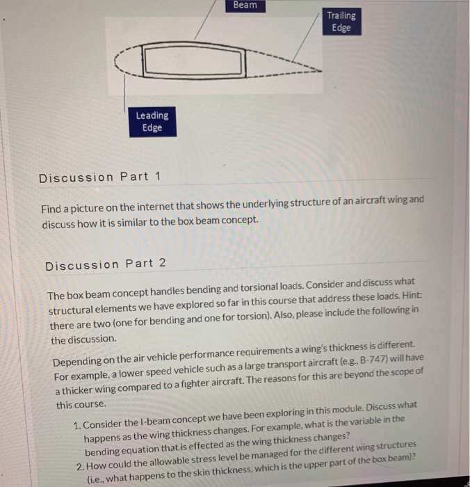 Beam Trailing Edge Leading Edge Discussion Part 1 | Chegg.com