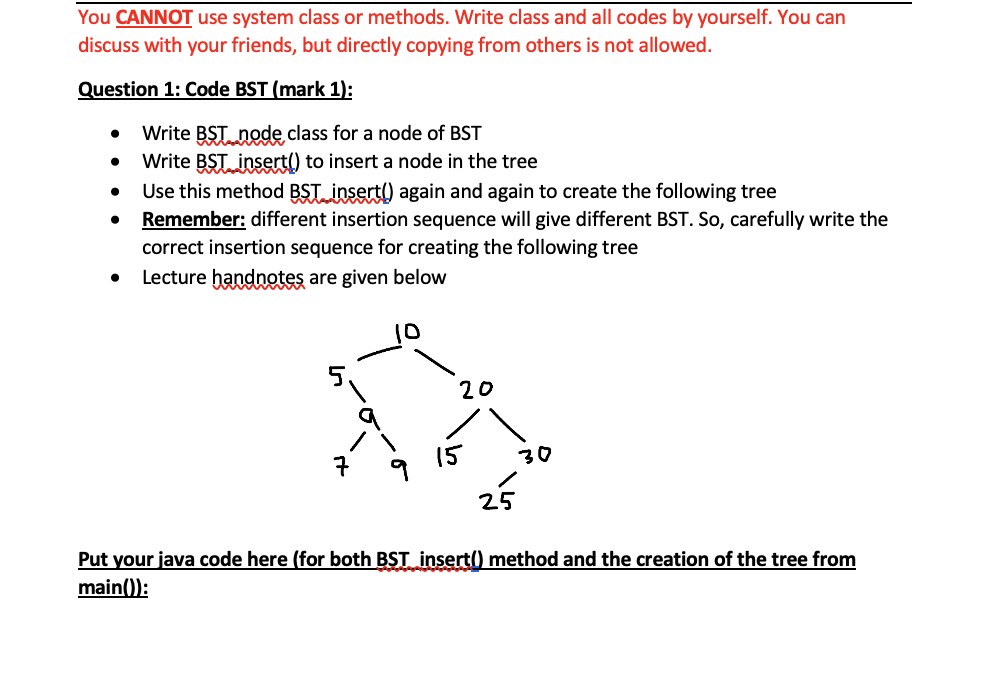 Solved You CANNOT use system class or methods. Write class | Chegg.com