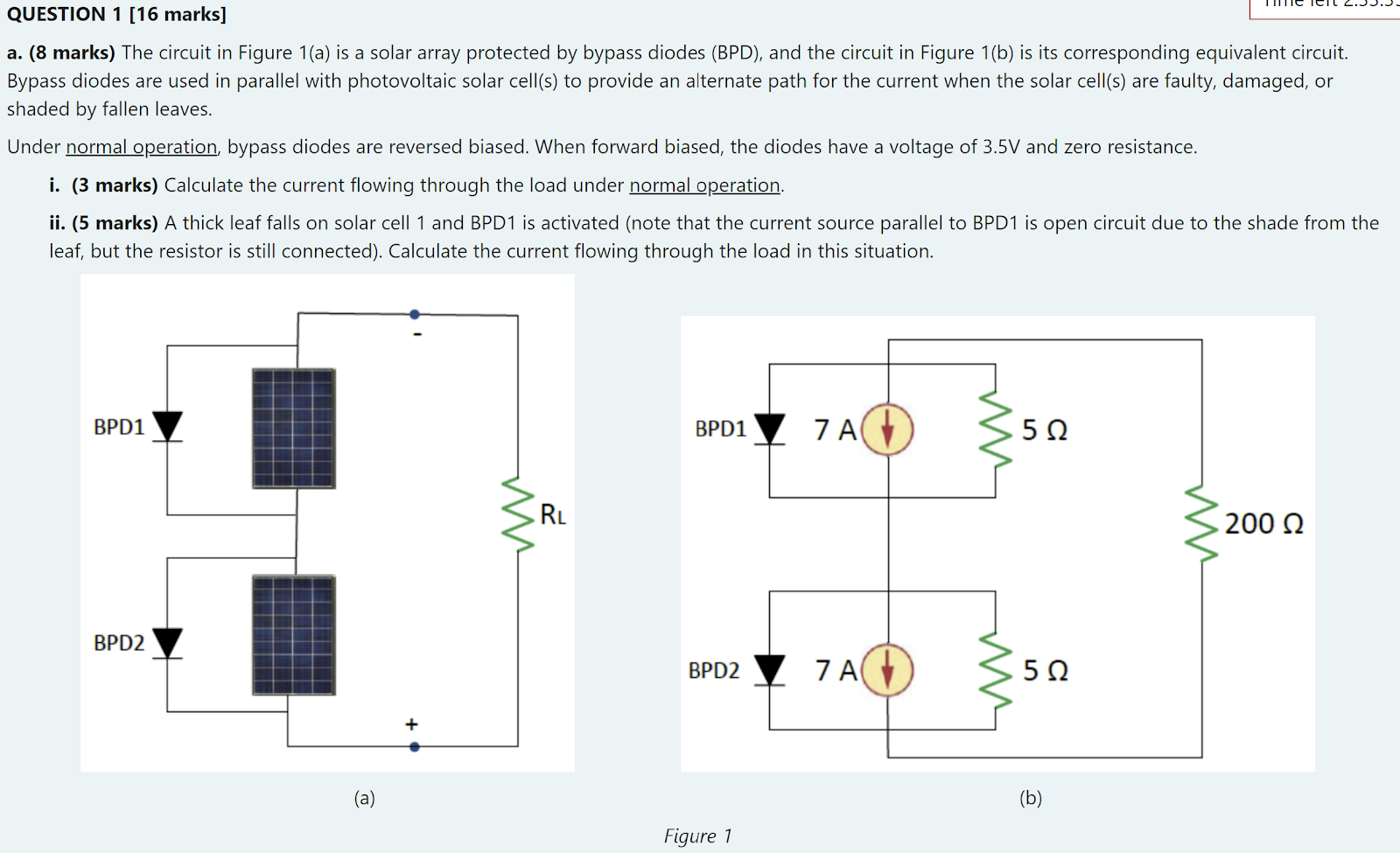Solved a. (8 marks) The circuit in Figure 1 (a) is a solar | Chegg.com