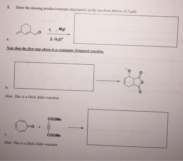 Solved 2. Draw the missing product/reactant structure(s) in | Chegg.com