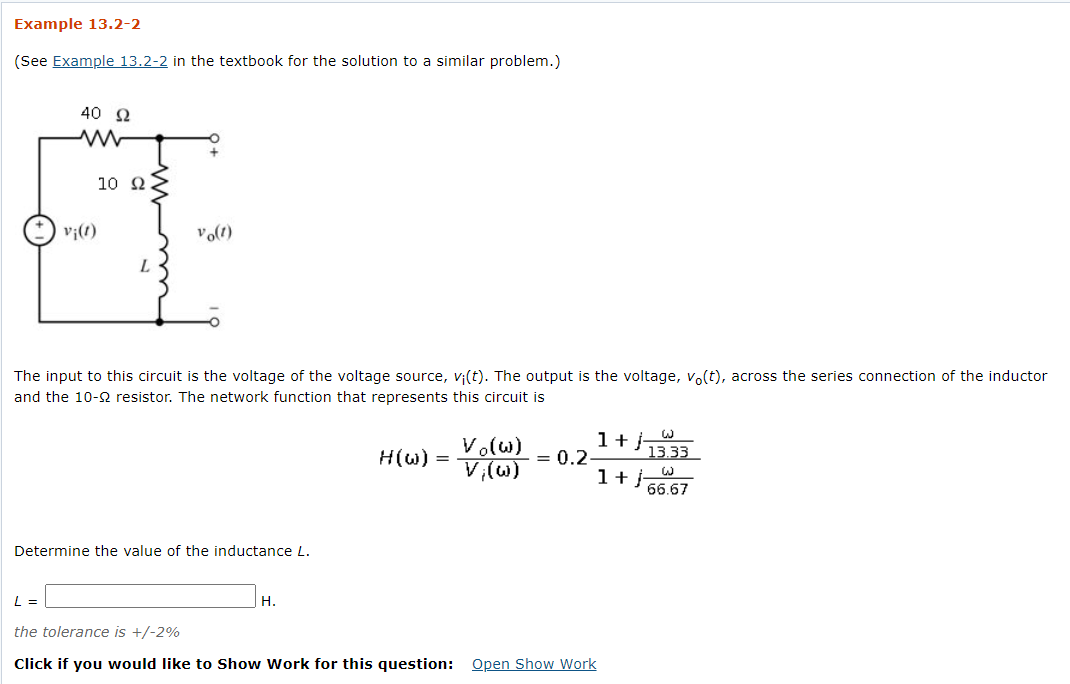 Solved Example 13.2-1 X See Example 13.2-1 in the textbook | Chegg.com