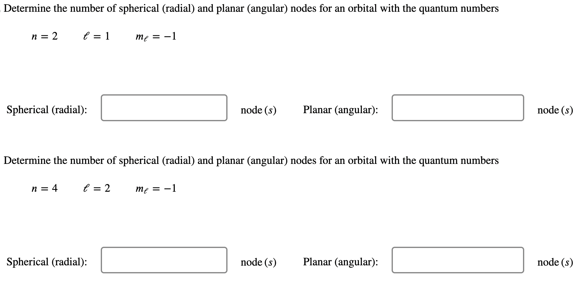Solved Determine the number of spherical (radial) and planar | Chegg.com