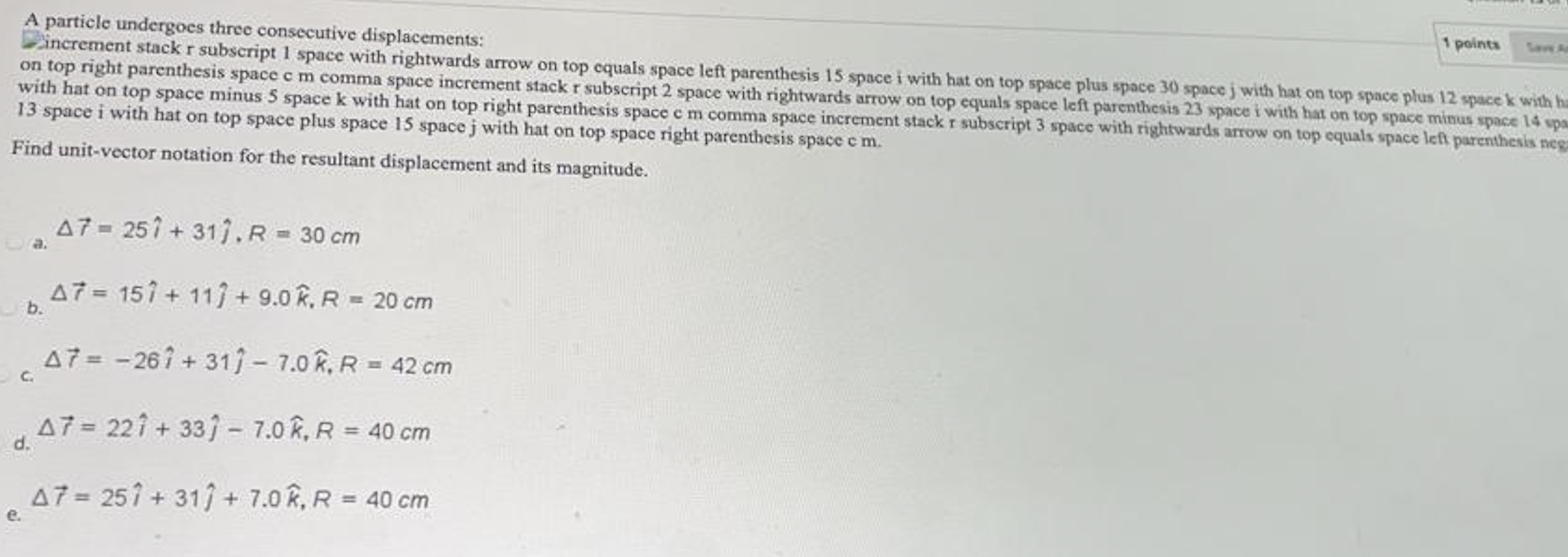 Solved points A particle undergoes three consecutive | Chegg.com
