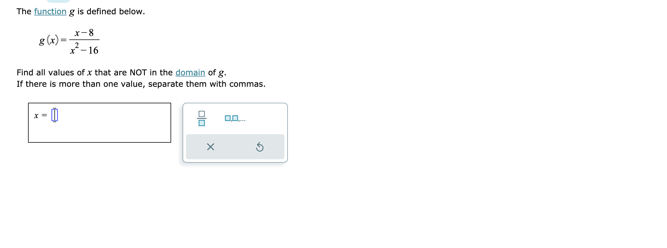 Solved The function g is defined below. g(x)=x2−16x−8 Find | Chegg.com