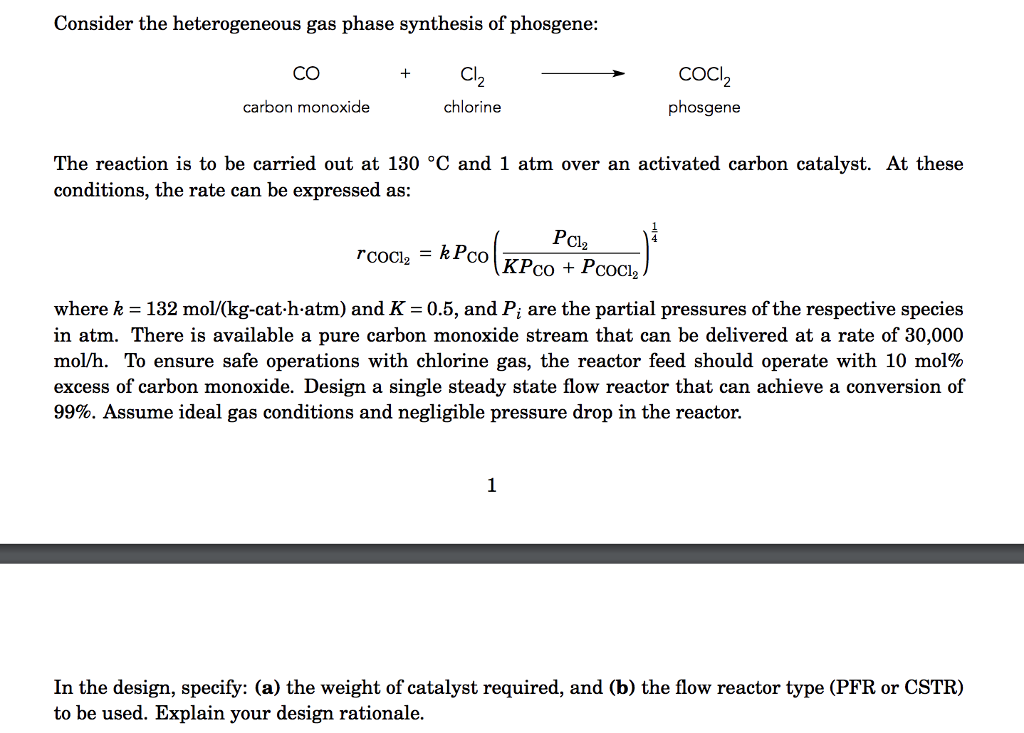 Consider the heterogeneous gas phase synthesis of | Chegg.com