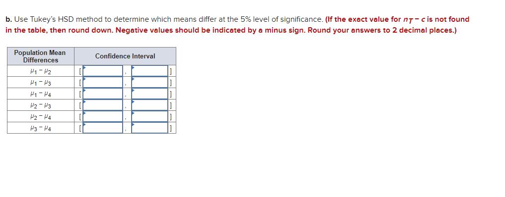 Solved b. Use Tukey's HSD method to determine which means | Chegg.com