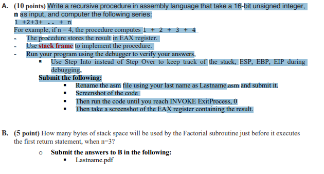 Solved A. (10 points) Write a recursive procedure in | Chegg.com