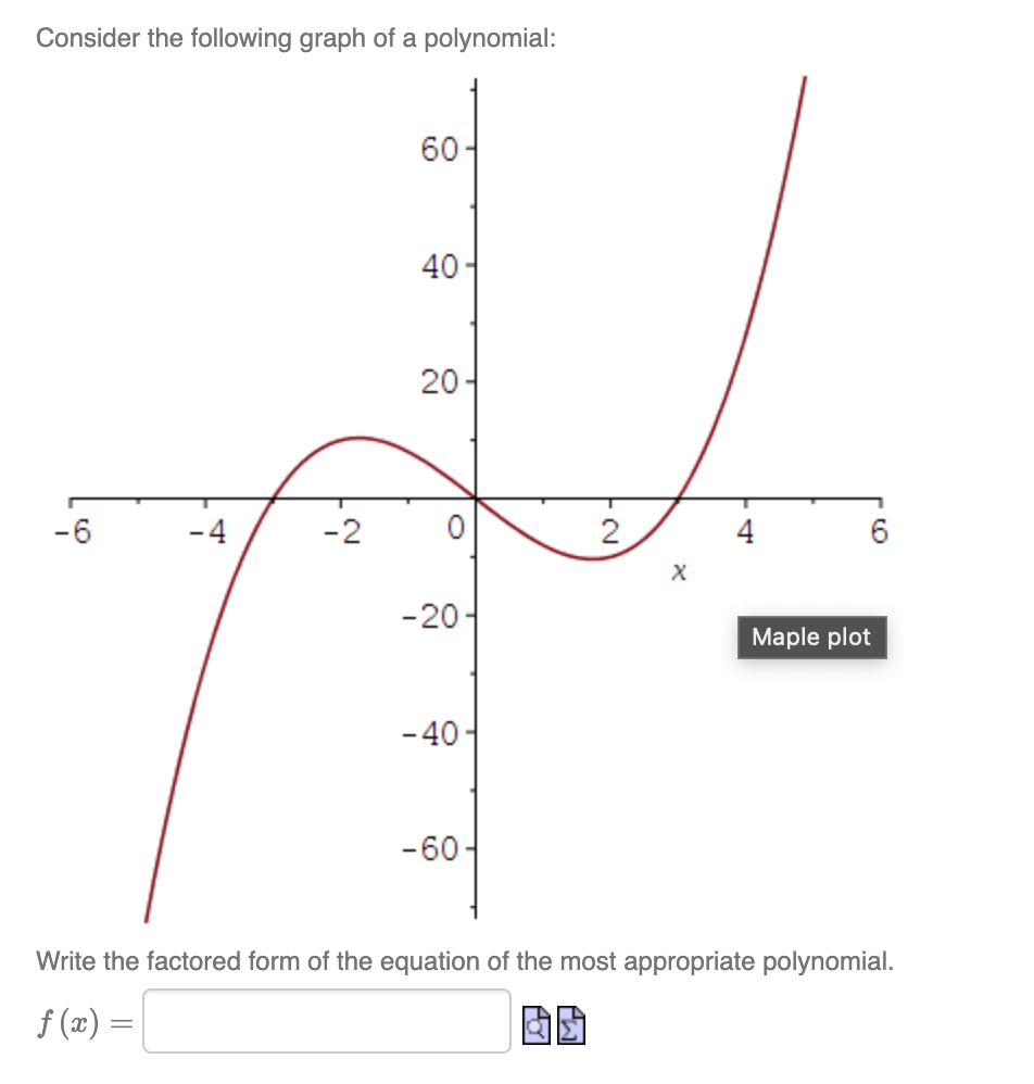 Solved Consider the following graph of a polynomial: 60 40 | Chegg.com
