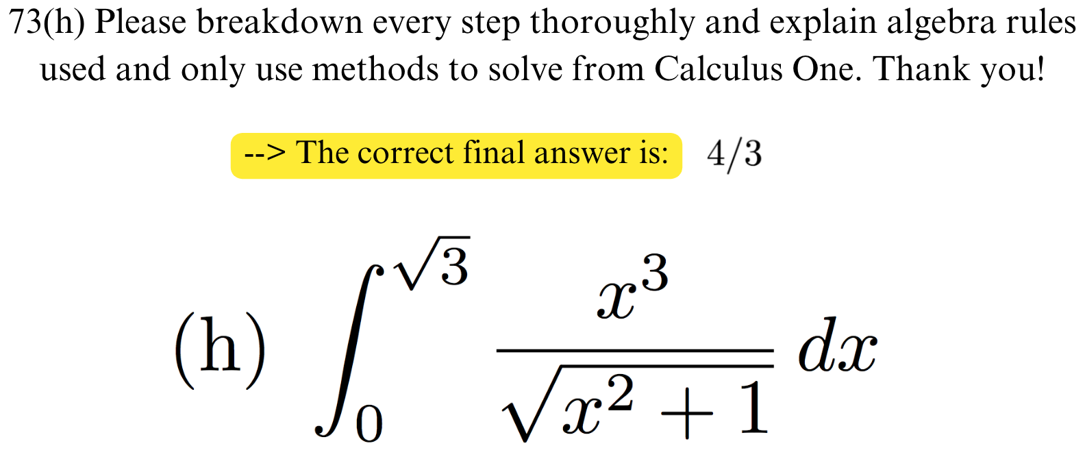 Solved 73(h) Please breakdown every step thoroughly and | Chegg.com