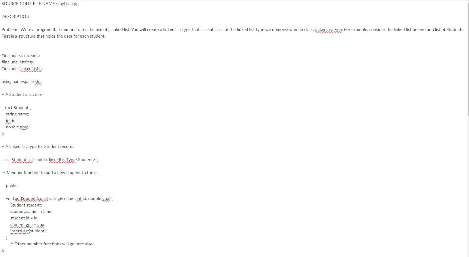 Solved First is a structure that holds the data for each | Chegg.com