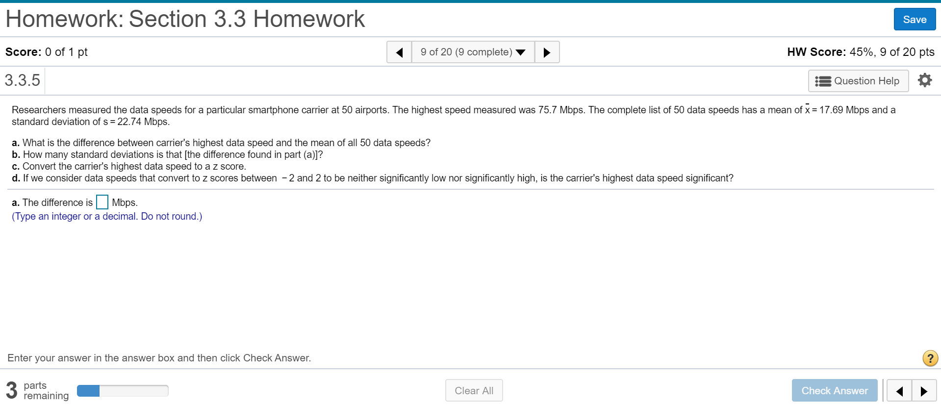 Solved Homework: Section 3.3 Homework Save Score: 0 of 1 pt | Chegg.com