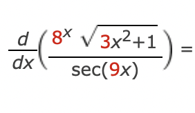 Solved ddx(8x3x2+12sec(9x))= | Chegg.com
