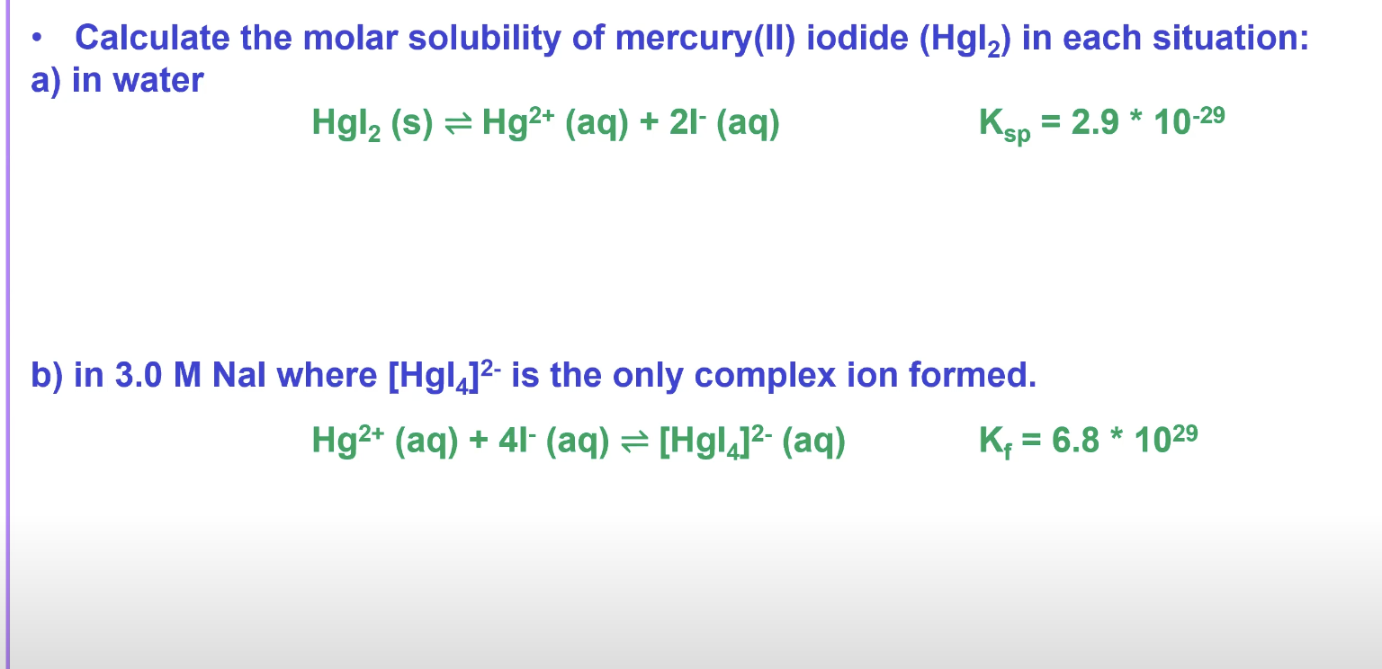 Calculate the molar solubility of mercury(II) ﻿iodide | Chegg.com