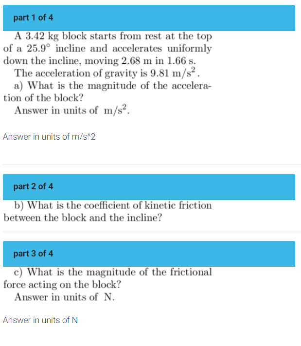 Solved A 3.42 kg block starts from rest at the top of a | Chegg.com