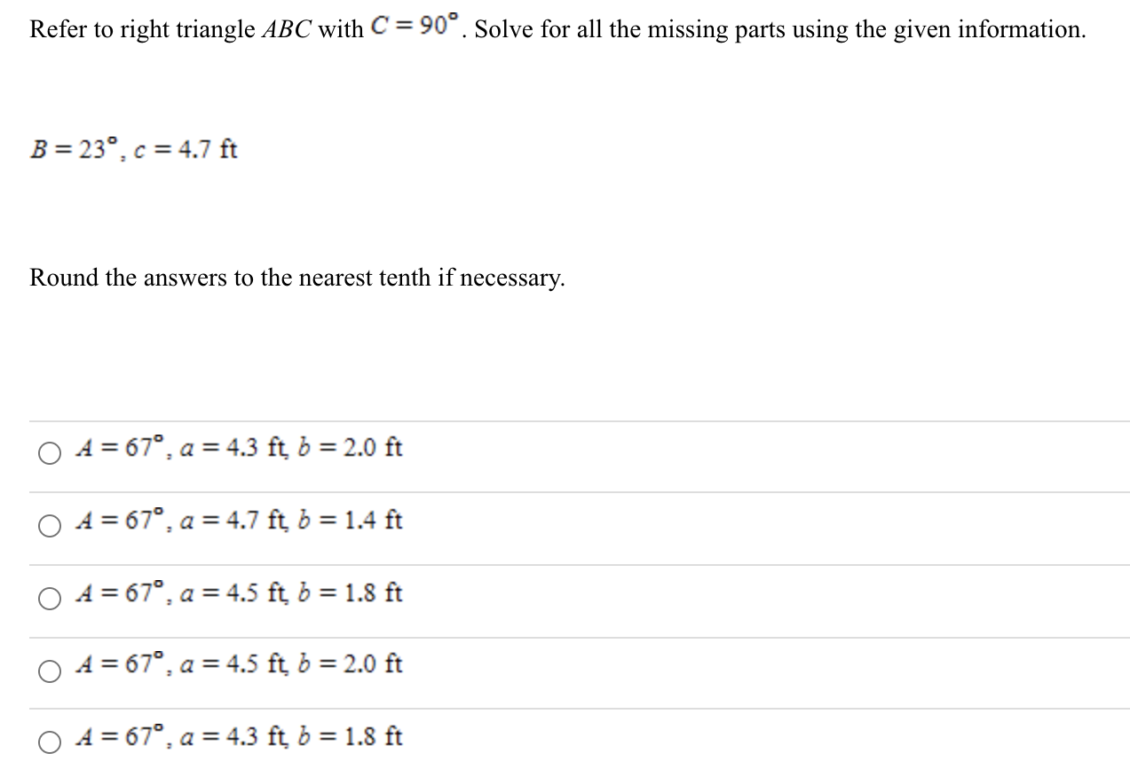 Solved Refer to right triangle ABC with C = 90°. Solve for | Chegg.com