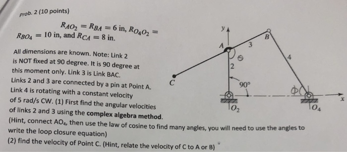 Solved prob. 2 (10 points) R4O2 = RBA = 6 in, RO40,- RBo410 | Chegg.com