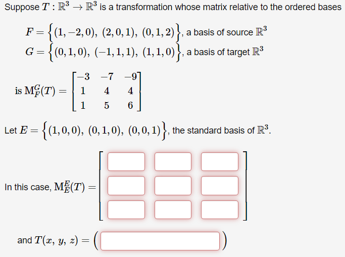 Solved Suppose T : R3 R3 is a transformation whose matrix | Chegg.com