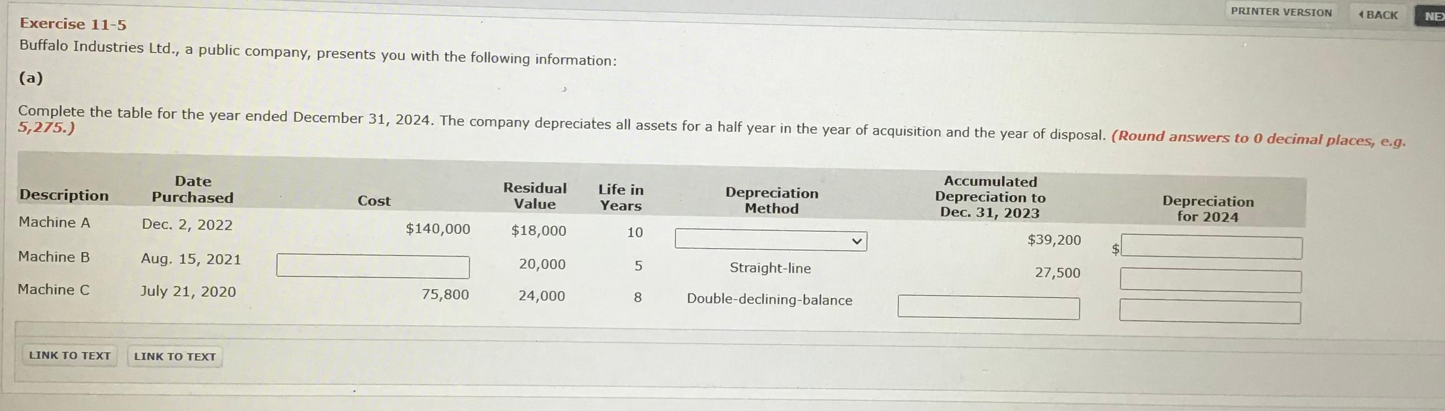 Solved PRINTER VERSION 4 BACK NE Exercise 11-5 Buffalo | Chegg.com